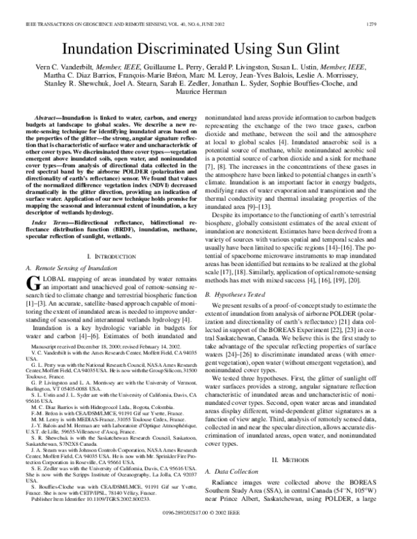 (PDF) Inundation discriminated using sun glint