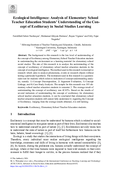 (PDF) Ecological Intelligence: Analysis of Elementary School Teacher ...