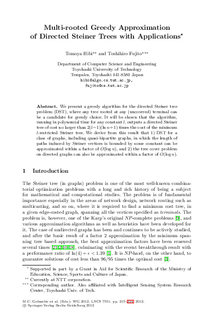 (PDF) Multi-rooted Greedy Approximation of Directed Steiner Trees with Applications