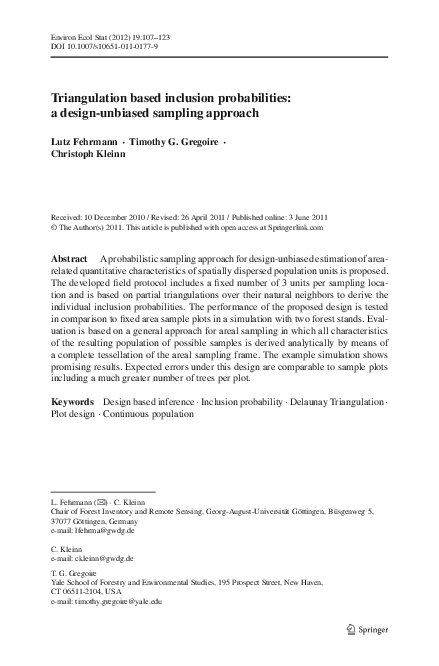 (PDF) Triangulation based inclusion probabilities: a design-unbiased sampling approach