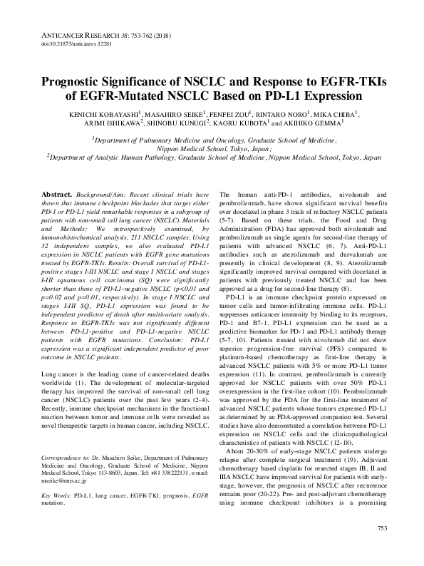(PDF) Prognostic Significance of NSCLC and Response to EGFR-TKIs of EGFR-Mutated NSCLC Based on ...