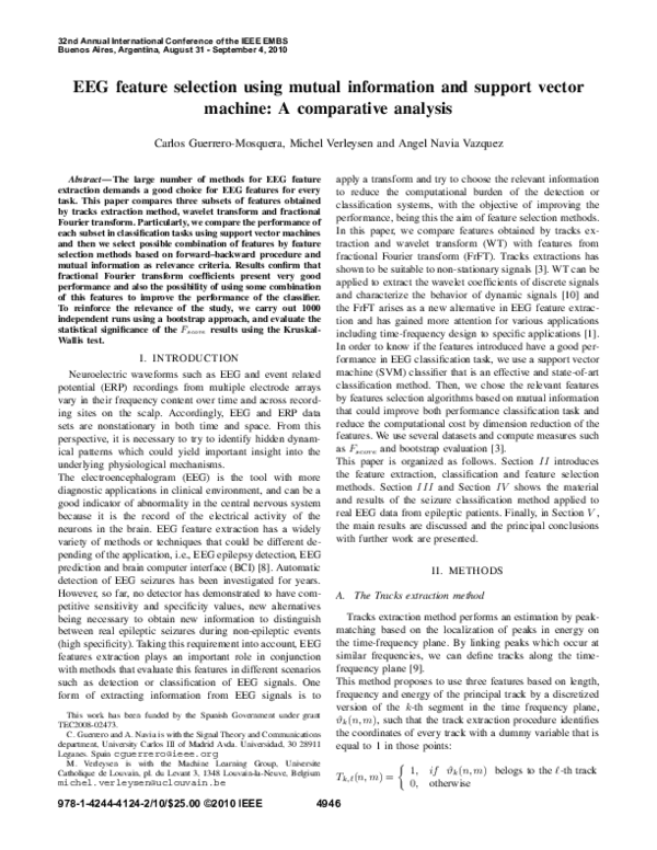 Pdf Eeg Feature Selection Using Mutual Information And Support Vector Machine A Comparative