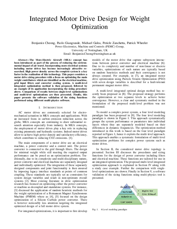 (PDF) Integrated motor drive design for weight optimization