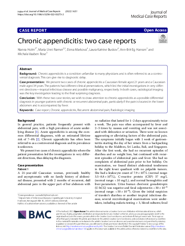 (PDF) Chronic appendicitis: two case reports