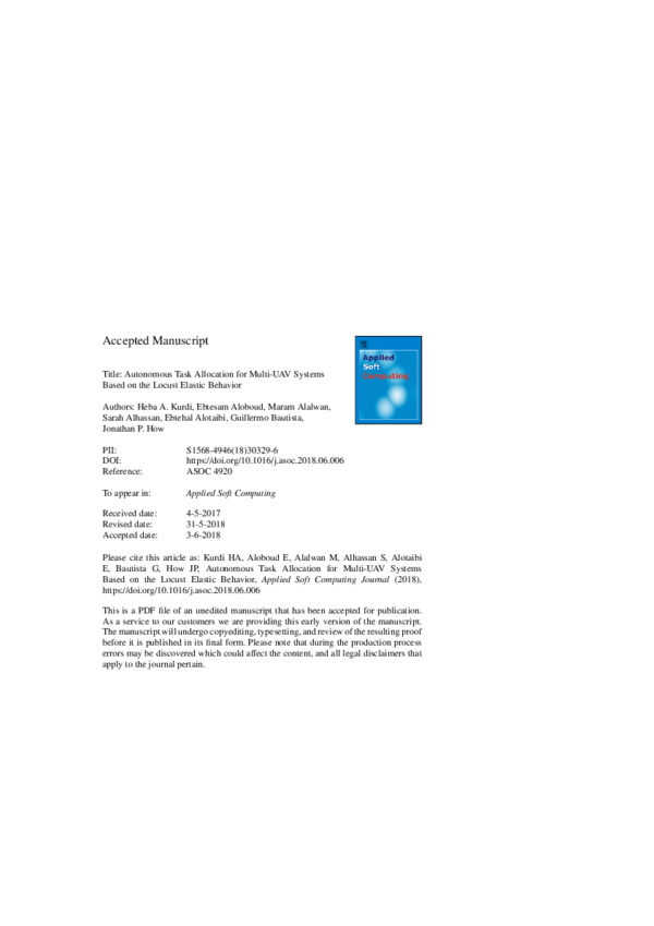 Pdf Autonomous Task Allocation For Multi Uav Systems Based On The Locust Elastic Behavior