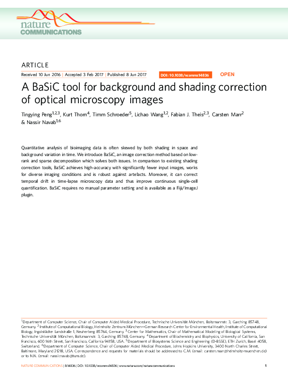 (PDF) A BaSiC tool for background and shading correction of optical ...