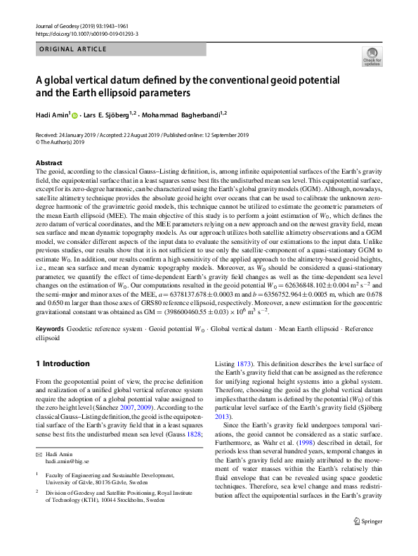 (PDF) A global vertical datum defined by the conventional geoid ...