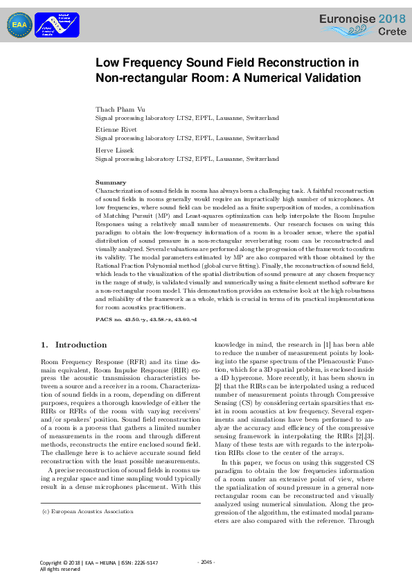 (PDF) Low Frequency Sound Field Reconstruction in Non-rectangular Room ...