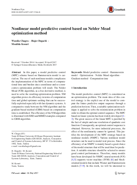 (PDF) Non-linear model predictive control based on neural network model with modified ...