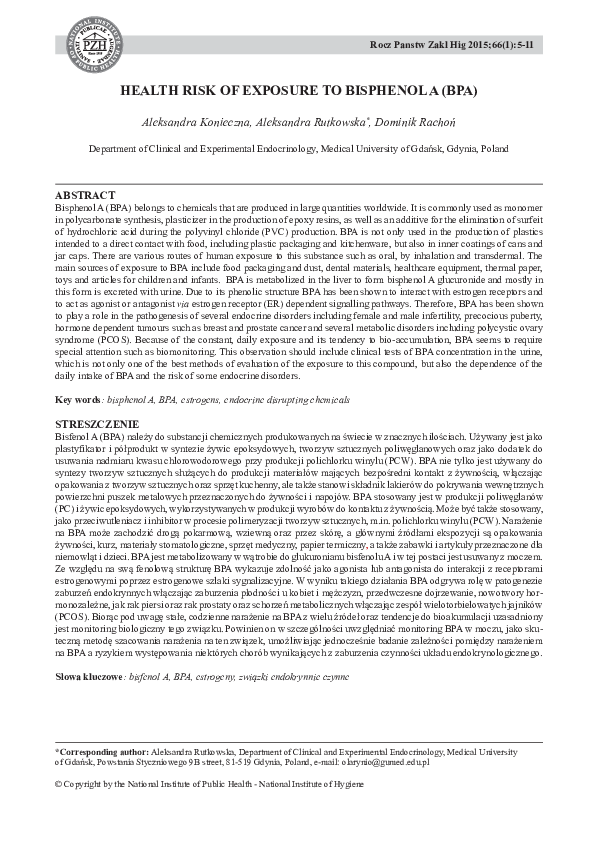(PDF) Health risk of exposure to Bisphenol A (BPA)