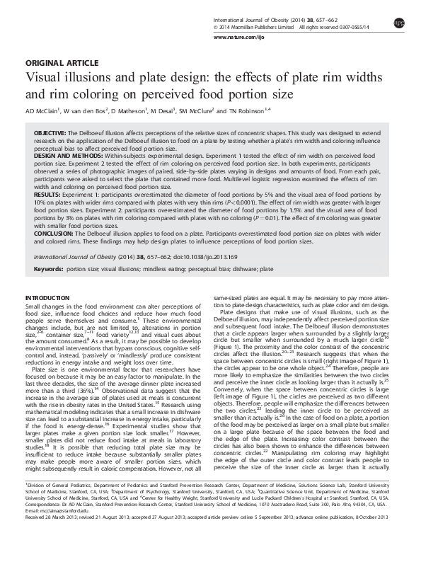 (PDF) Visual illusions and plate design: the effects of plate rim ...