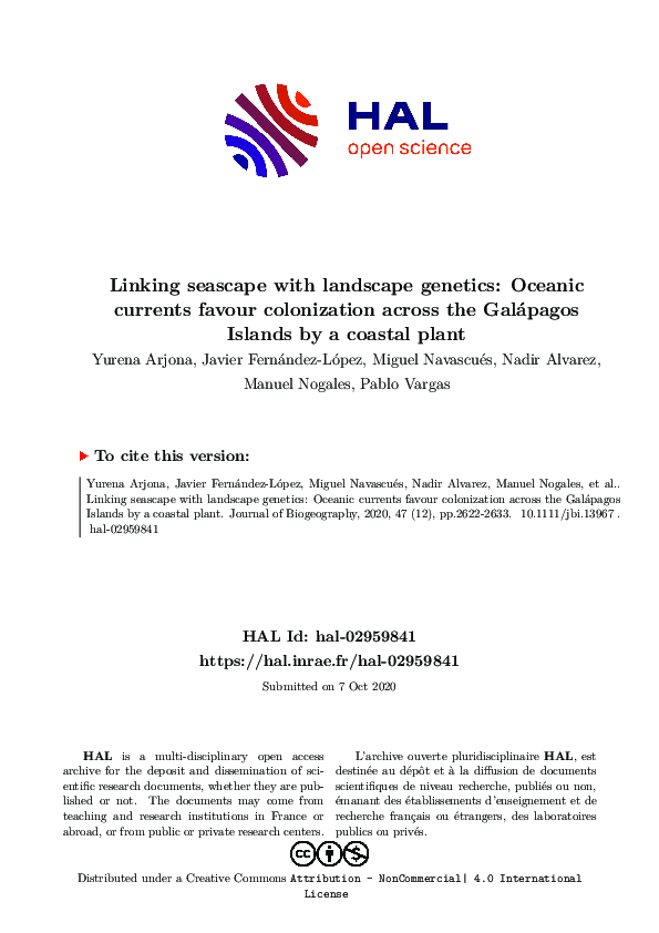 (PDF) Linking seascape with landscape genetics: Oceanic currents favour ...