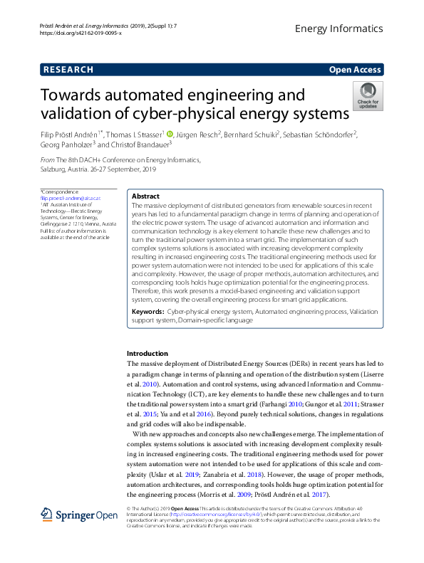 (PDF) Towards automated engineering and validation of cyber-physical energy systems