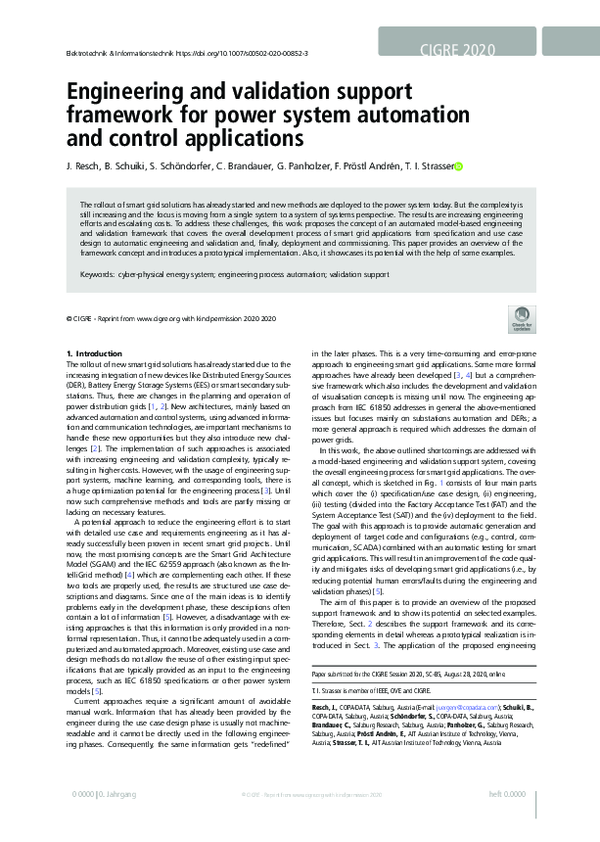 (PDF) Engineering and validation support framework for power system ...