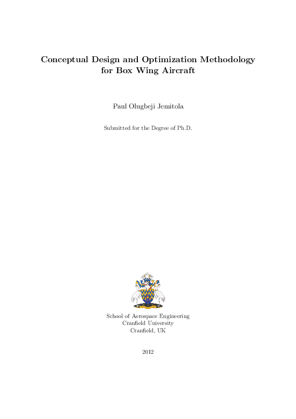 Pdf Conceptual Design And Optimization Methodology For Box Wing Aircraft