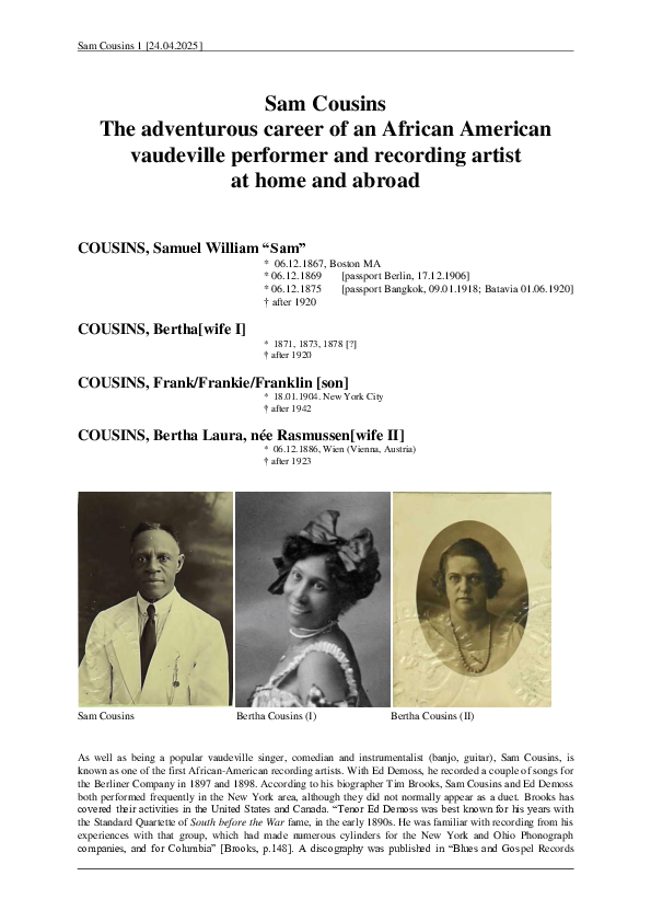(PDF) Sam Cousins - The adventurous career of an African American ...