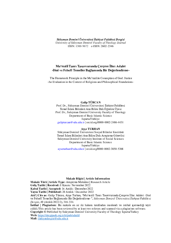 (PDF) The Framework Principle in the Mu’tazilite Conception of God ...