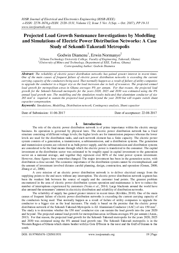 (PDF) Projected Load Growth Sustenance Investigations by Modelling and ...