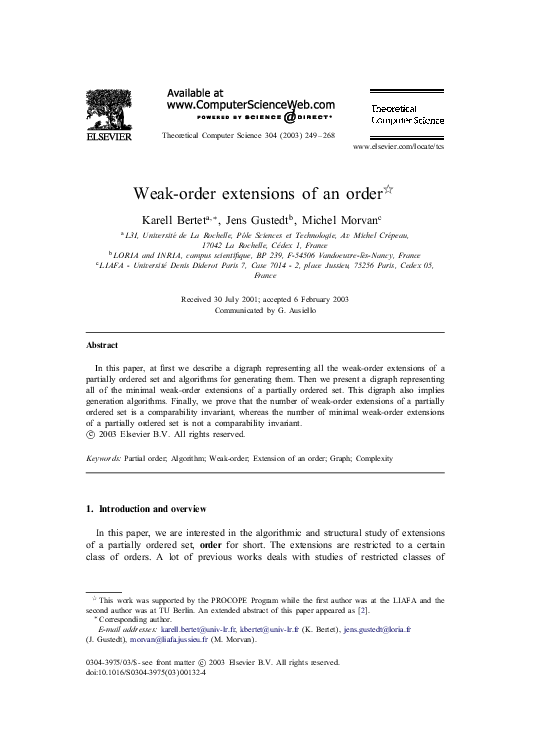 (PDF) Weak-order extensions of an order
