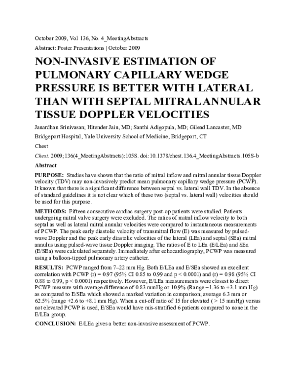 (PDF) Non-Invasive Estimation of Pulmonary Capillary Wedge Pressure is Better with Lateral Than ...