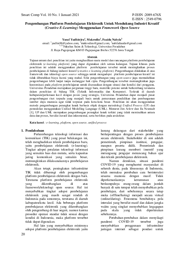 (PDF) Pengembangan Platform Pembelajaran Elektronik Untuk Mendukung Industri Kreatif (Creative E ...