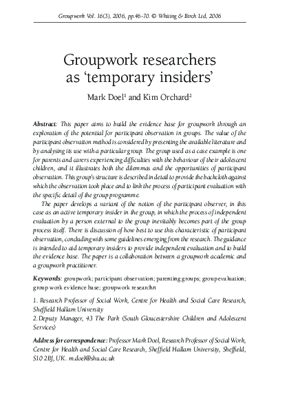 (PDF) Groupwork researchers
