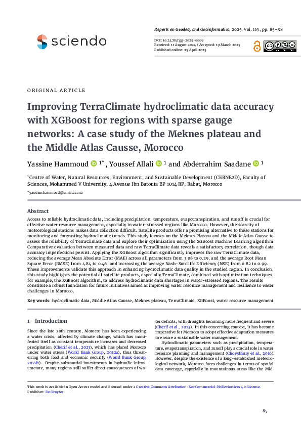 (PDF) Improving TerraClimate hydroclimatic data accuracy with XGBoost ...