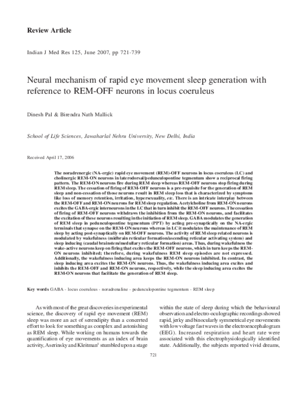 (PDF) Neural mechanism of rapid eye movement sleep generation with ...