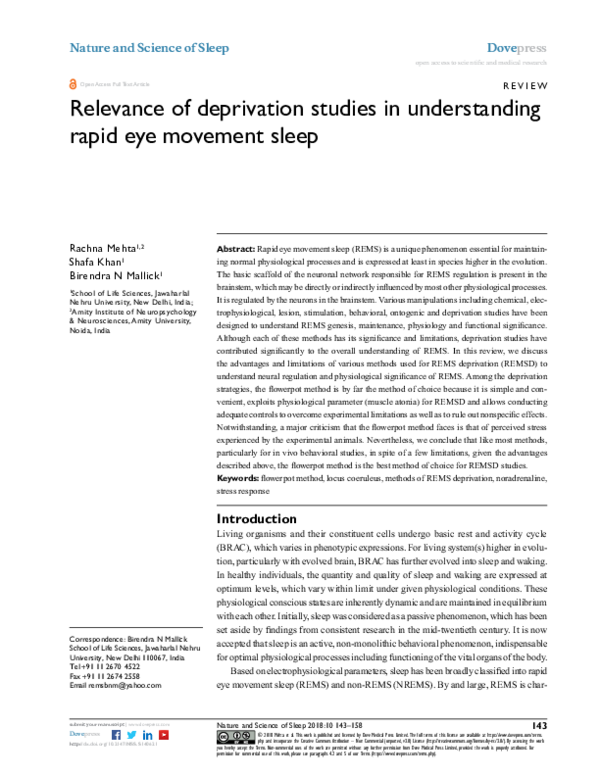 (PDF) Relevance of deprivation studies in understanding rapid eye ...
