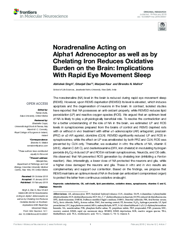 (PDF) Noradrenaline Acting on Alpha1 Adrenoceptor as well as by ...