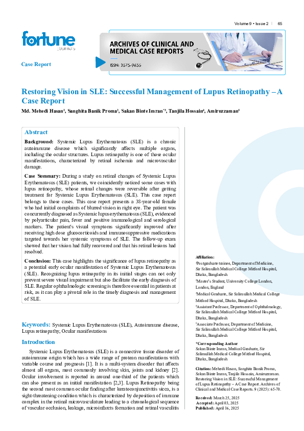 (PDF) Restoring Vision in SLE: Successful Management of Lupus ...