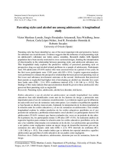(PDF) Parenting styles and alcohol use among adolescents: A ...