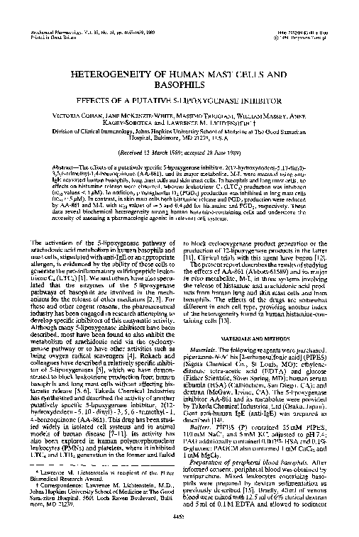 (PDF) Heterogeneity of human mast cells and basophils