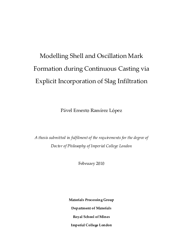 (PDF) Modelling shell and oscillation mark formation during continuous ...