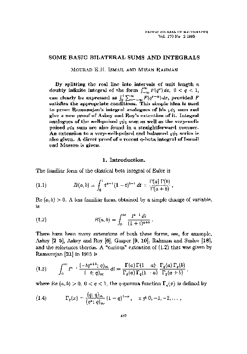 (PDF) Some basic bilateral sums and integrals