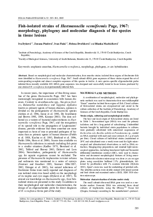 (PDF) Fish-isolated strains of Hartmannella vermiformis Page, 1967 ...
