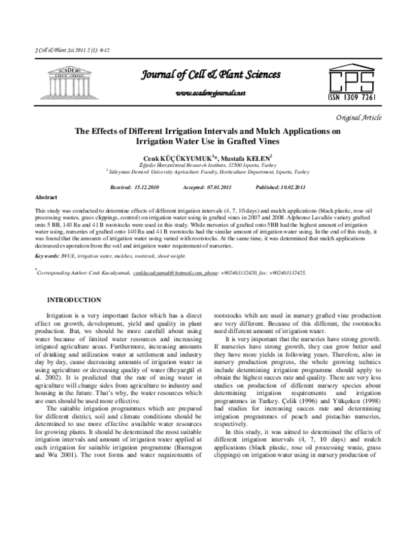 (PDF) The Effects of Different Irrigation Intervals and Mulch ...