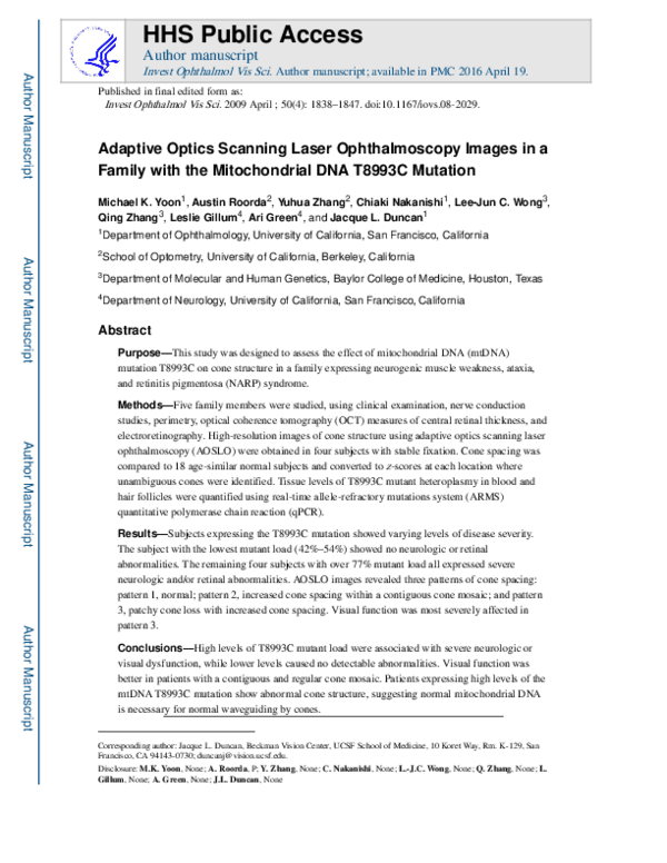 (PDF) Adaptive Optics Scanning Laser Ophthalmoscopy Images in a Family ...