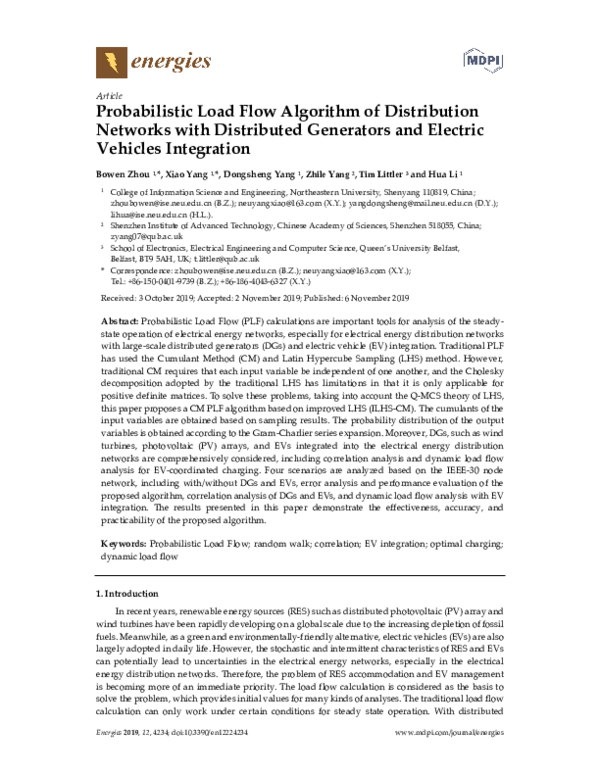 (PDF) Probabilistic Load Flow Algorithm of Distribution Networks with Distributed Generators and ...