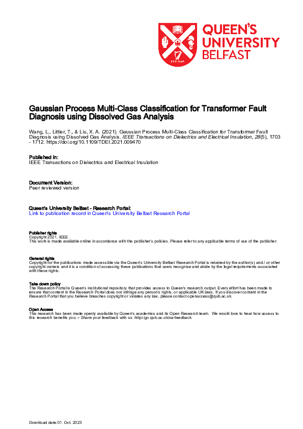 (PDF) Gaussian Process Multi-Class Classification for Transformer Fault Diagnosis Using ...