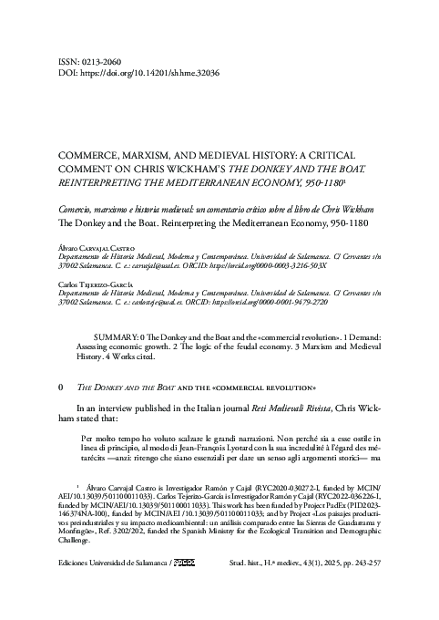 (PDF) Commerce, Marxism, and Medieval History: A Critical Comment on Chris Wickham’s The Donkey ...
