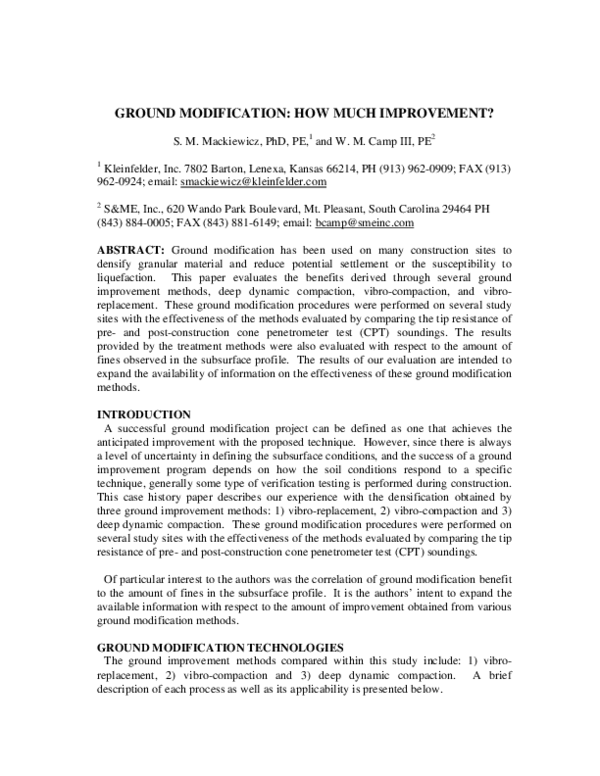 (PDF) Ground Modification: How Much Improvement?
