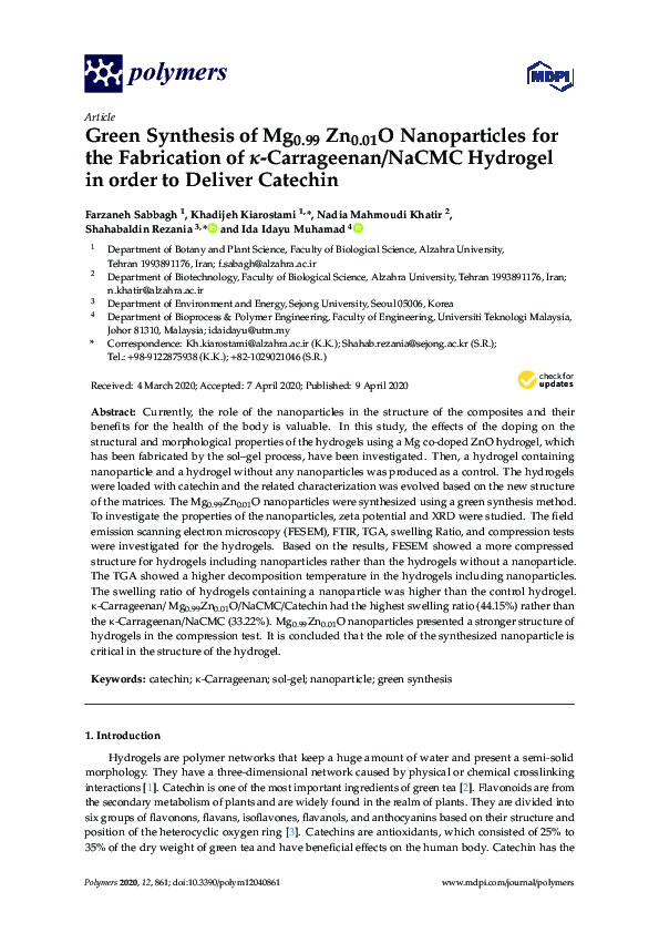 (PDF) Green Synthesis of Mg0.99 Zn0.01O Nanoparticles for the Fabrication of κ-Carrageenan/NaCMC ...