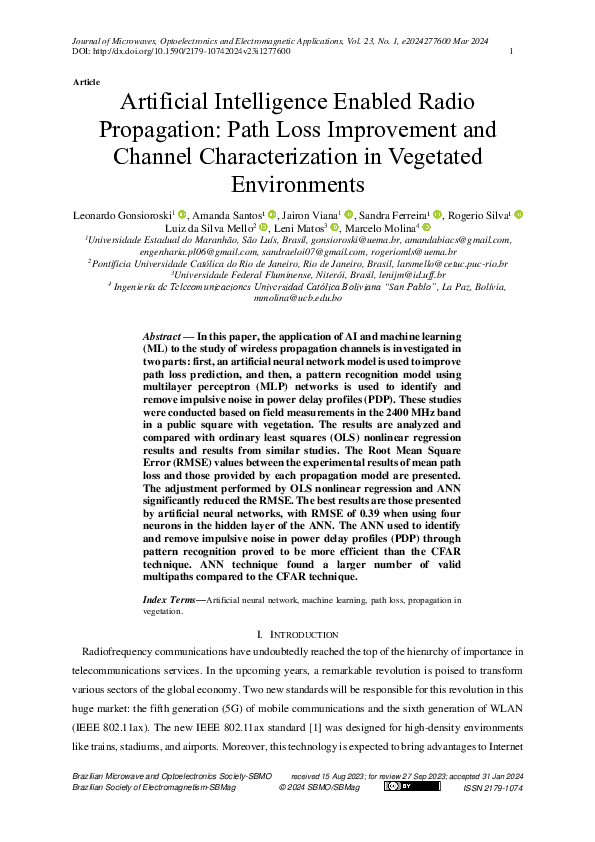 (PDF) Artificial Intelligence Enabled Radio Propagation: Path Loss Improvement and Channel ...