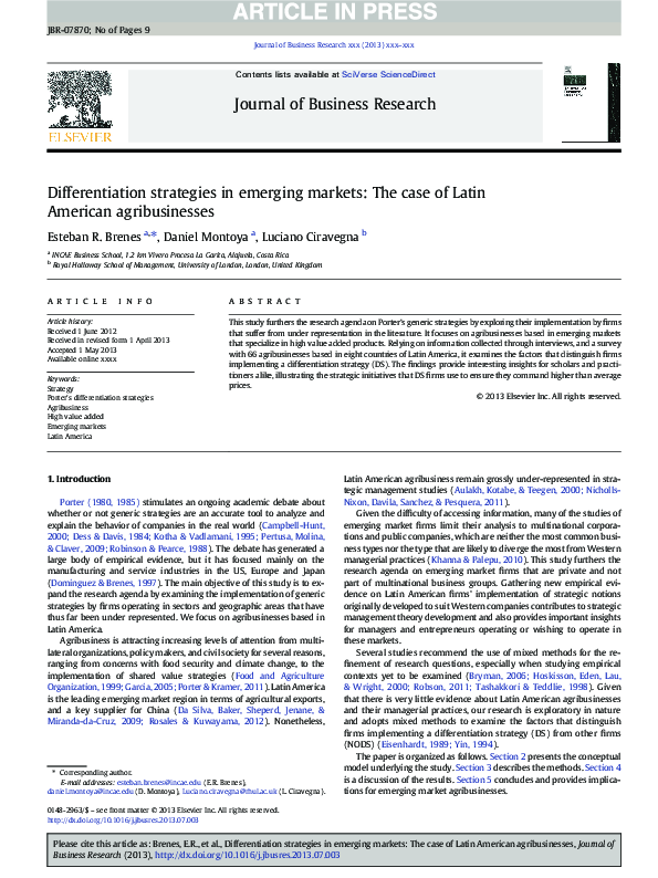 (PDF) Differentiation strategies in emerging markets: The case of Latin ...