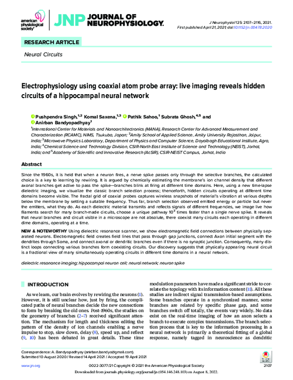 (PDF) Electrophysiology using coaxial atom probe array: live imaging ...