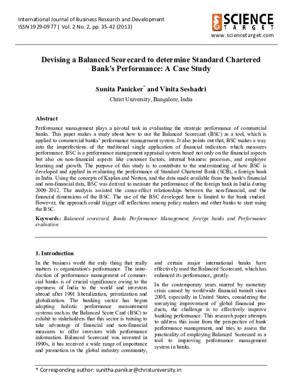 (PDF) Devising a Balanced Scorecard to determine Standard Chartered ...