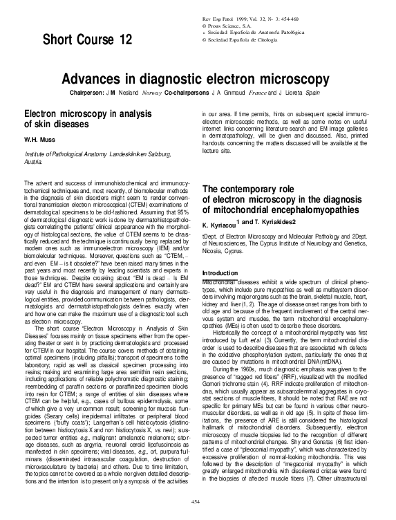 (PDF) 'Electron microscopy in analysis of skin diseases'