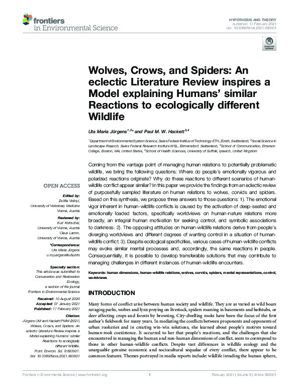 (PDF) Wolves, Crows, and Spiders: An eclectic Literature Review ...