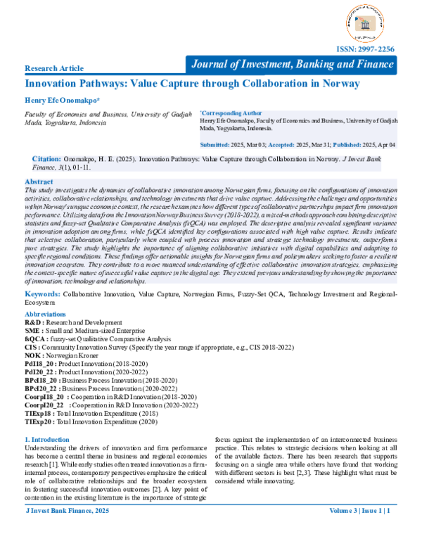 (PDF) Innovation Pathways: Value Capture through Collaboration in Norway